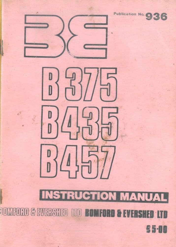 Bomford Hedgetrimmer B375 B435 B457 Operators Manual - B 375 435 457