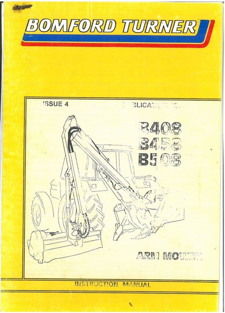 Bomford Turner Arm Mower B408 B548 B508 Operators Manual - B 408 548 508