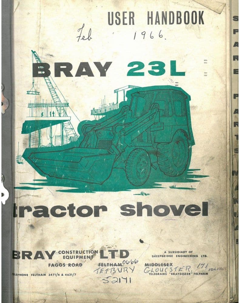 Bray Tractor Shovels 23L Wheel Loader Operators Manual with Parts List 23