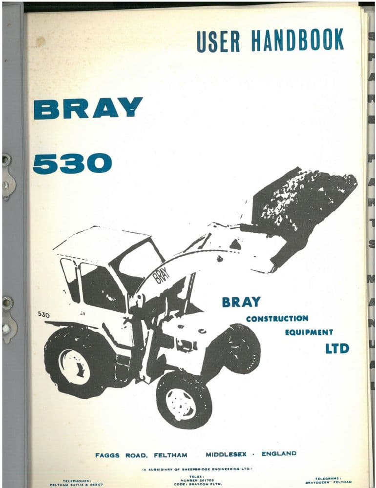Bray Tractor Shovels 530 Wheel Loader Operators Manual with Parts List