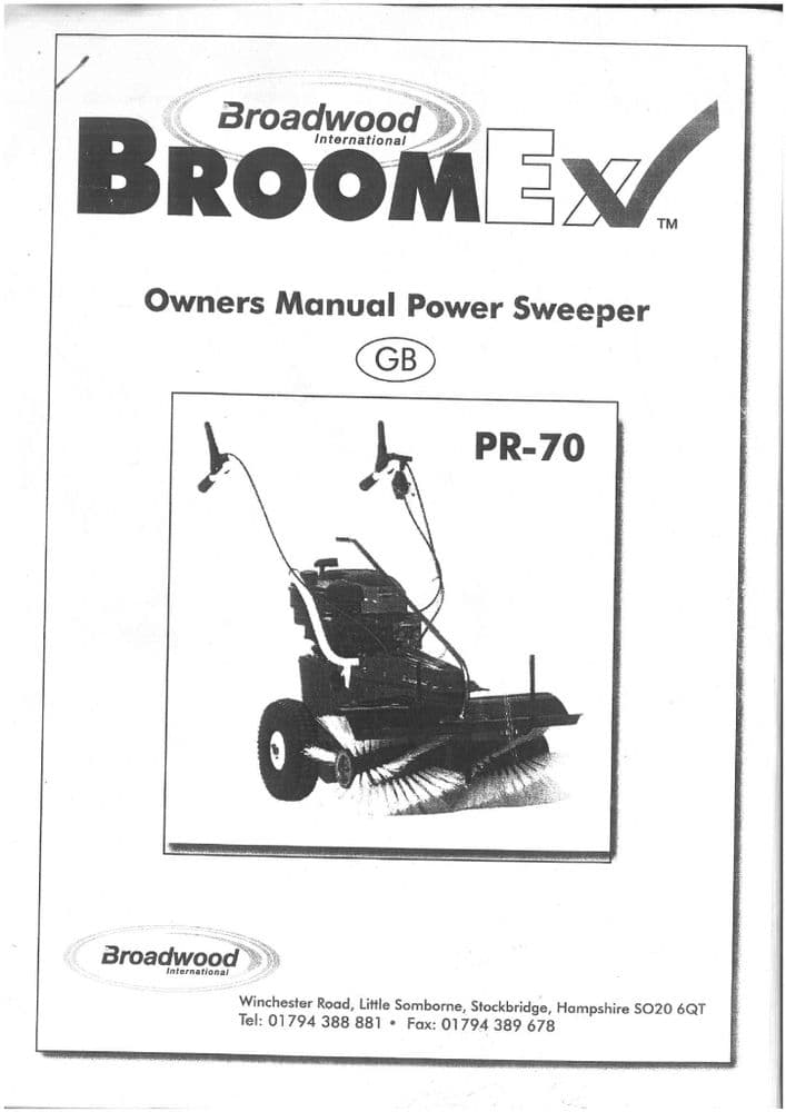 Broadwood Broomex Power Sweeper PR-70 Operators Manual