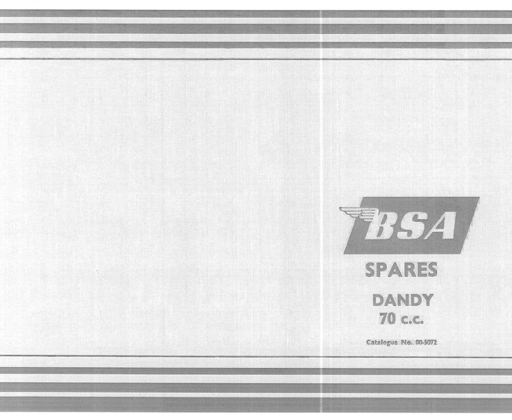 BSA Engine Dandy 70 Parts Manual 1957