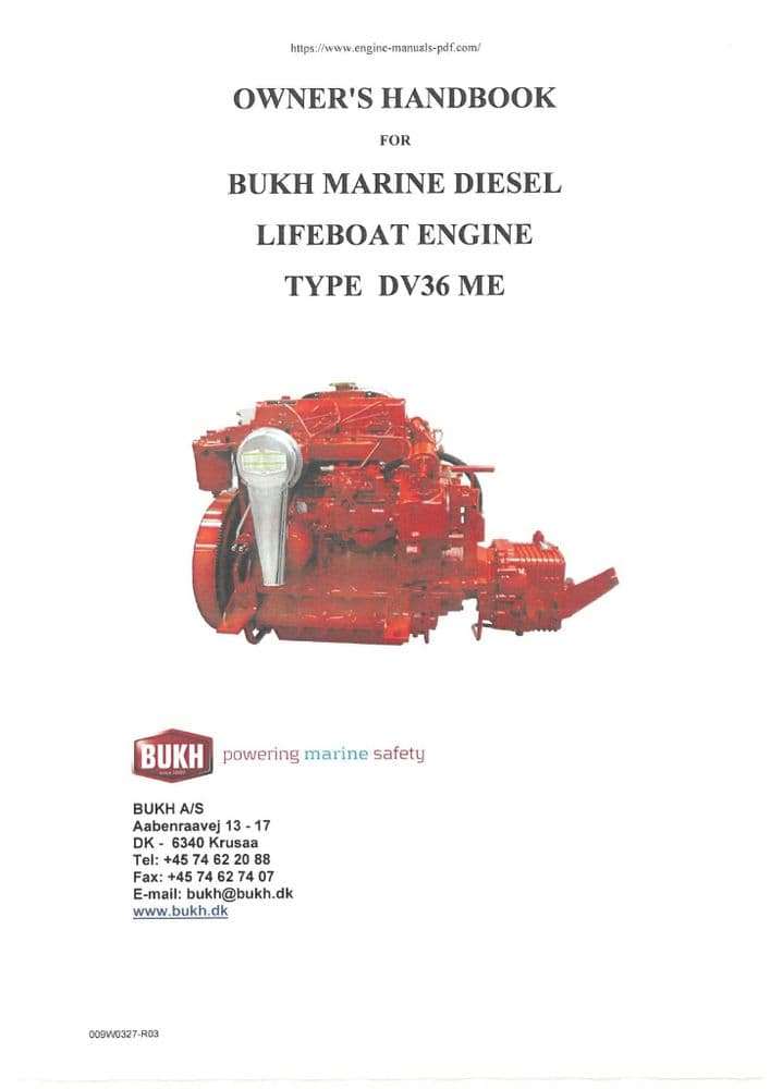 Bukh Marine Diesel Lifeboat Engine DV36ME Operators Manual