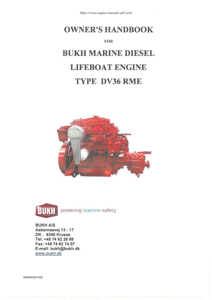 Bukh Marine Diesel Lifeboat Engine DV36RME Operators Manual
