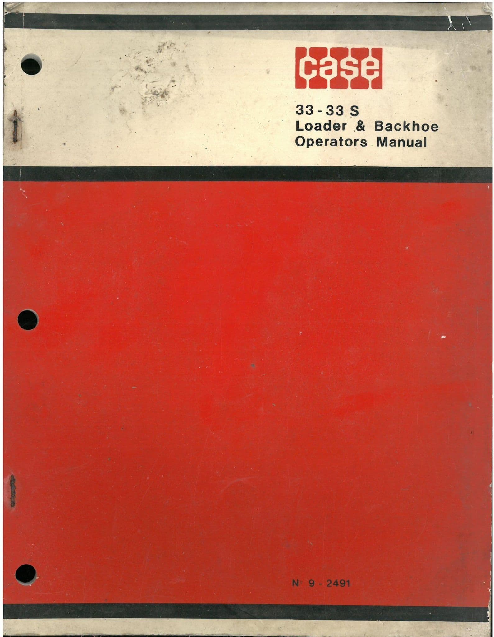 Case 33 Loader 33S Backhoe Operators Manual