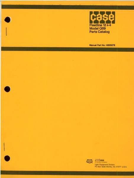 Case Davis Trencher Fleetline 12 4 Model Q69 Parts Manual