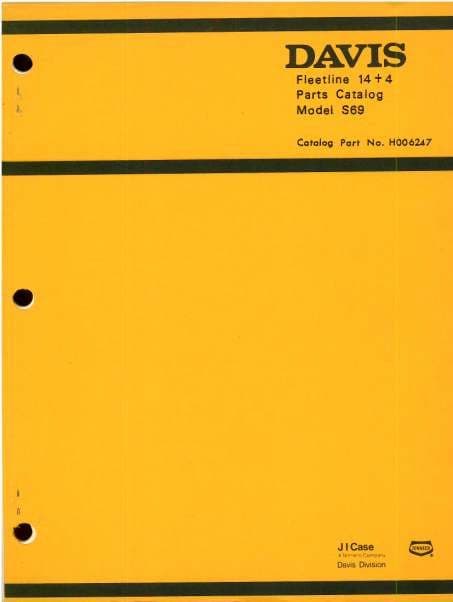 Case Davis Trencher Fleetline 14 4 Model S69 Parts Manual