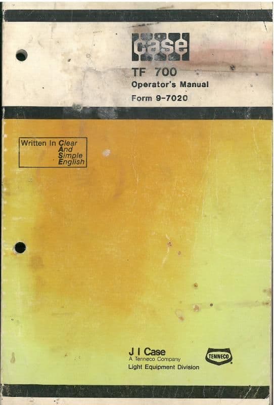 Case Davis Trencher TF700 Operators Manual