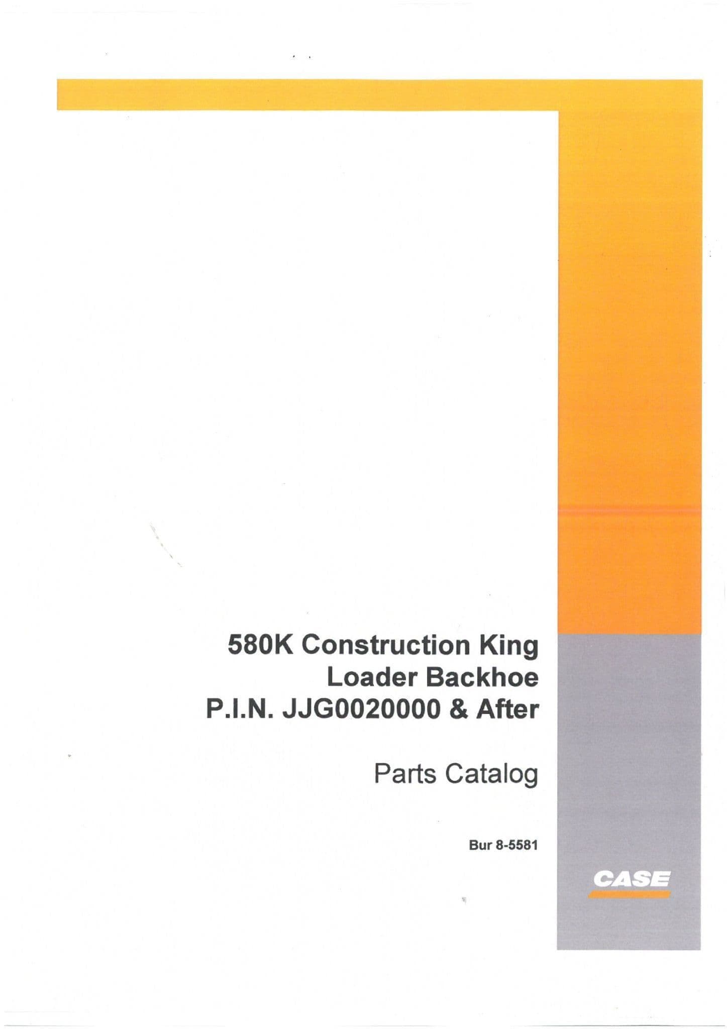 Case Digger 580K Excavator Backhoe Loader Parts Manual - 580 K
