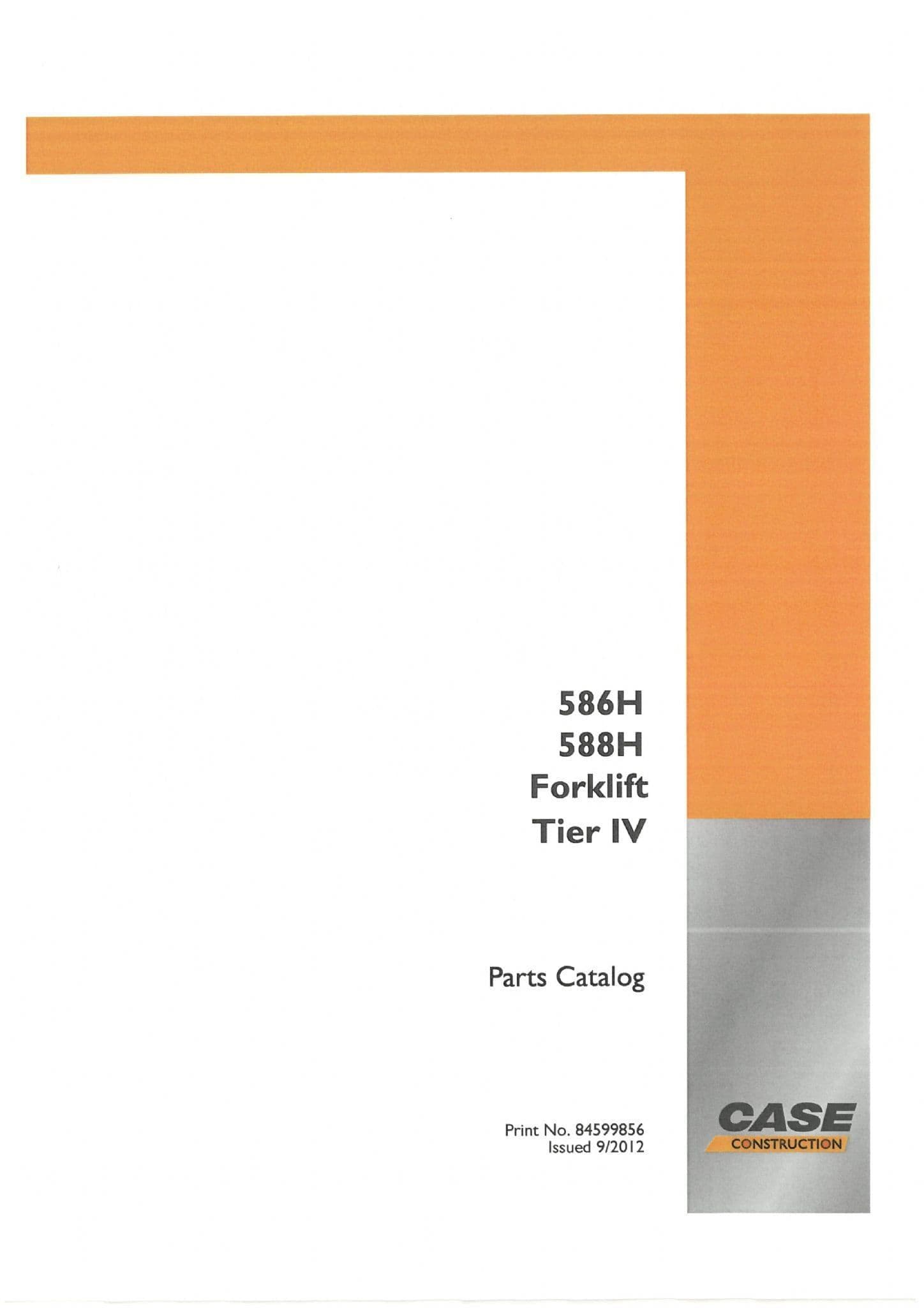 Case Forklift Truck 586H 588H Parts Manual