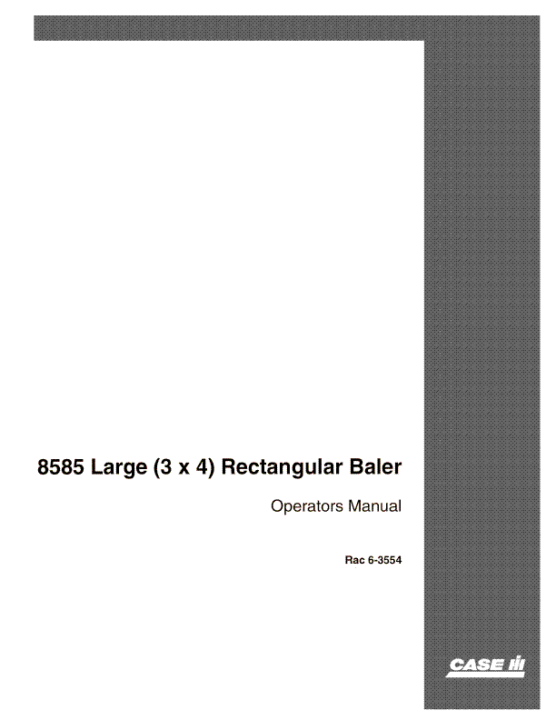 Case IH Baler 8585 Operators Manual