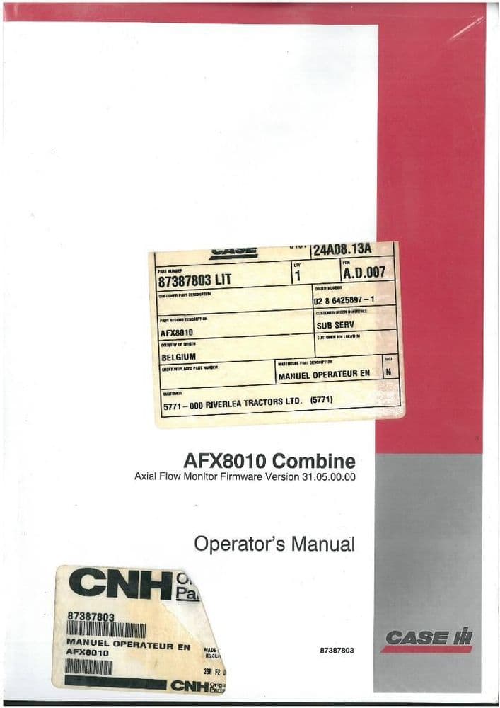 Case IH Combine AFX8010 Operators Manual - AFX 8010