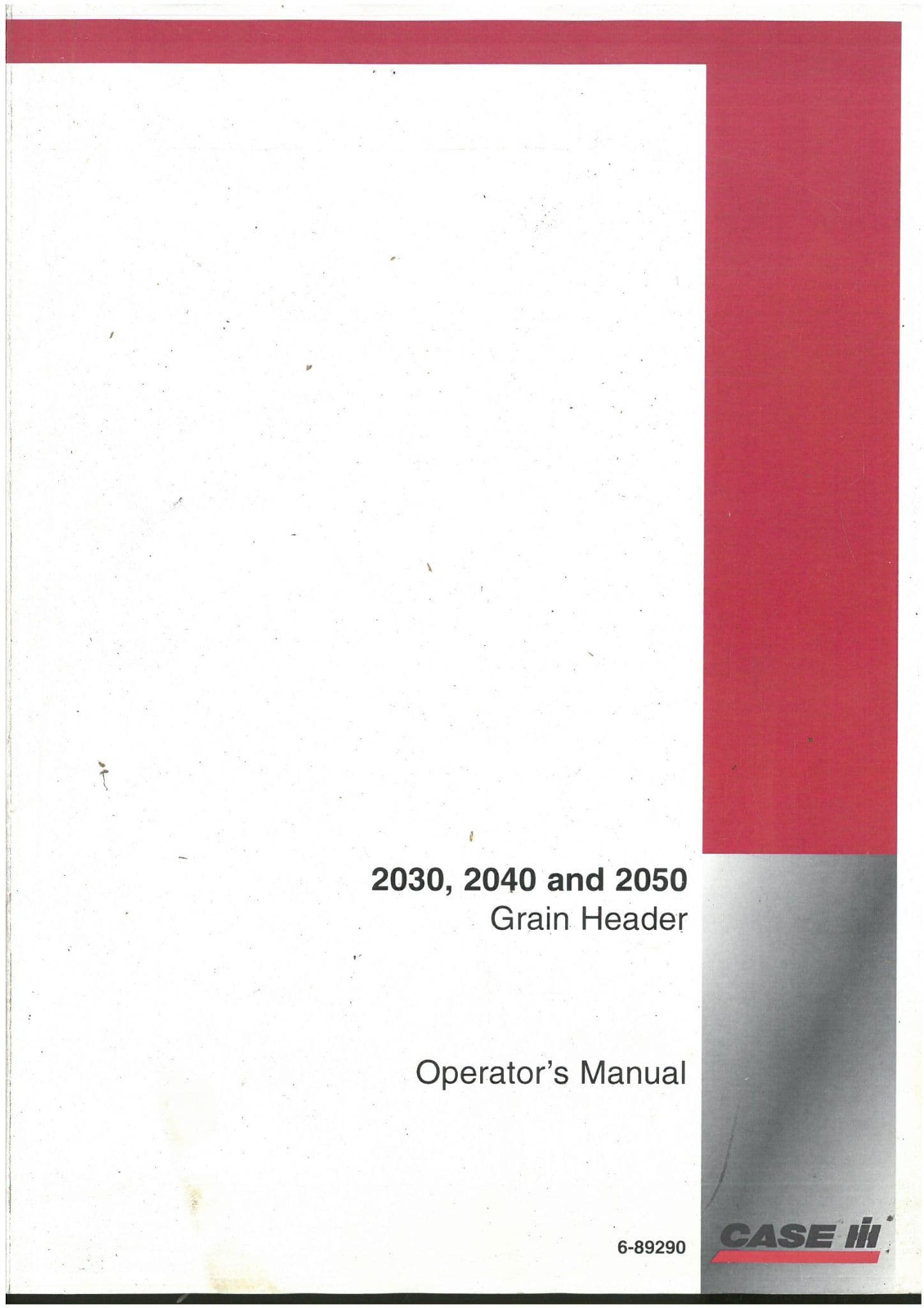 Case IH Grain Header 2030 2040 & 2050 Operators Manual