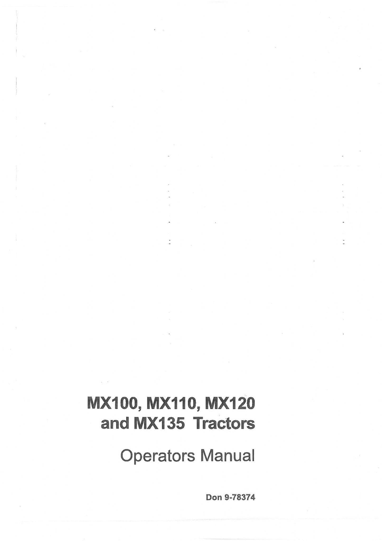 Case IH Tractor Maxxum MX100 MX110 MX120 & MX135 Operators Manual