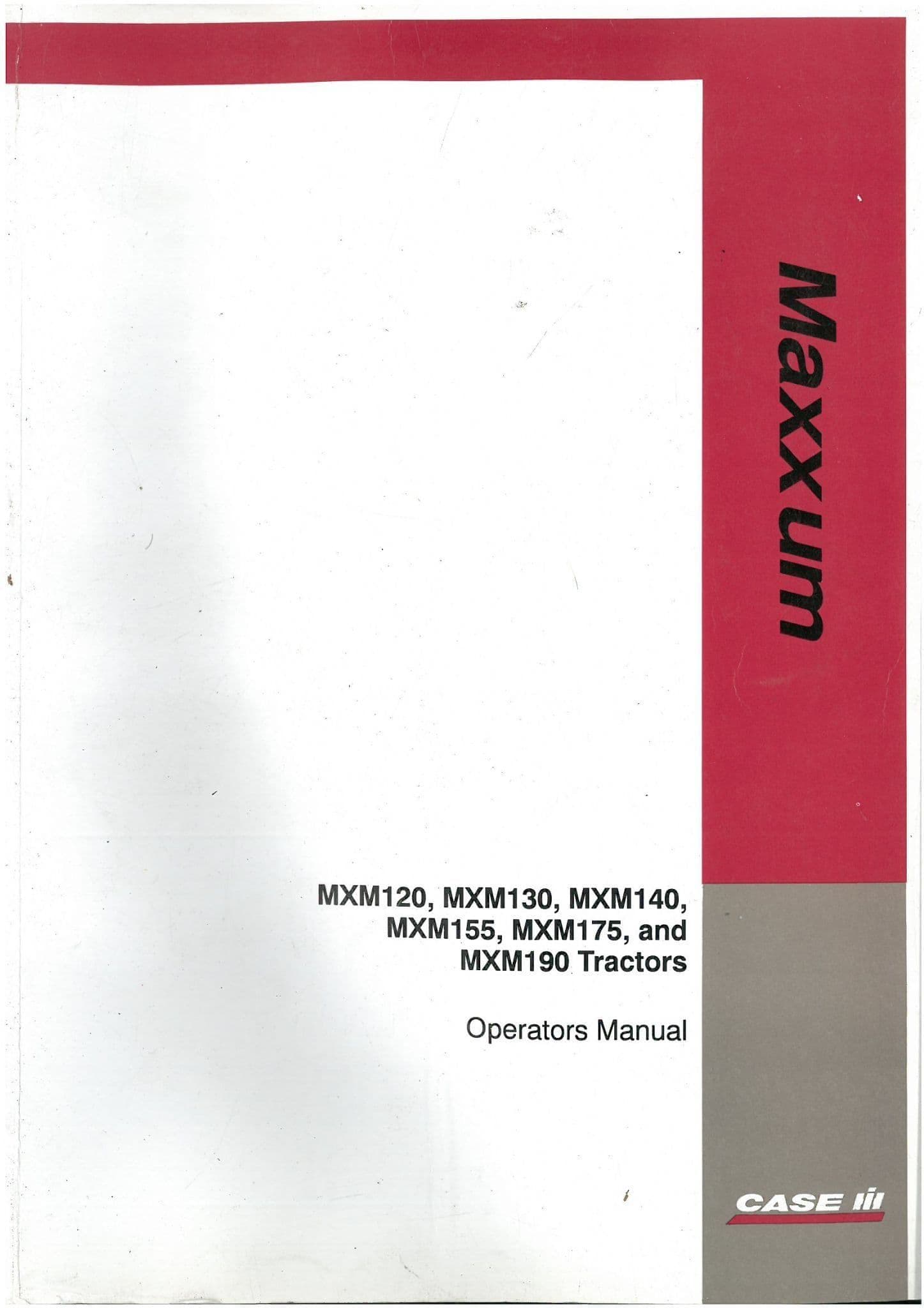 Case IH Tractor Maxxum MXM120 MXM130 MXM140 MXM155 MXM175 MXM190 ...