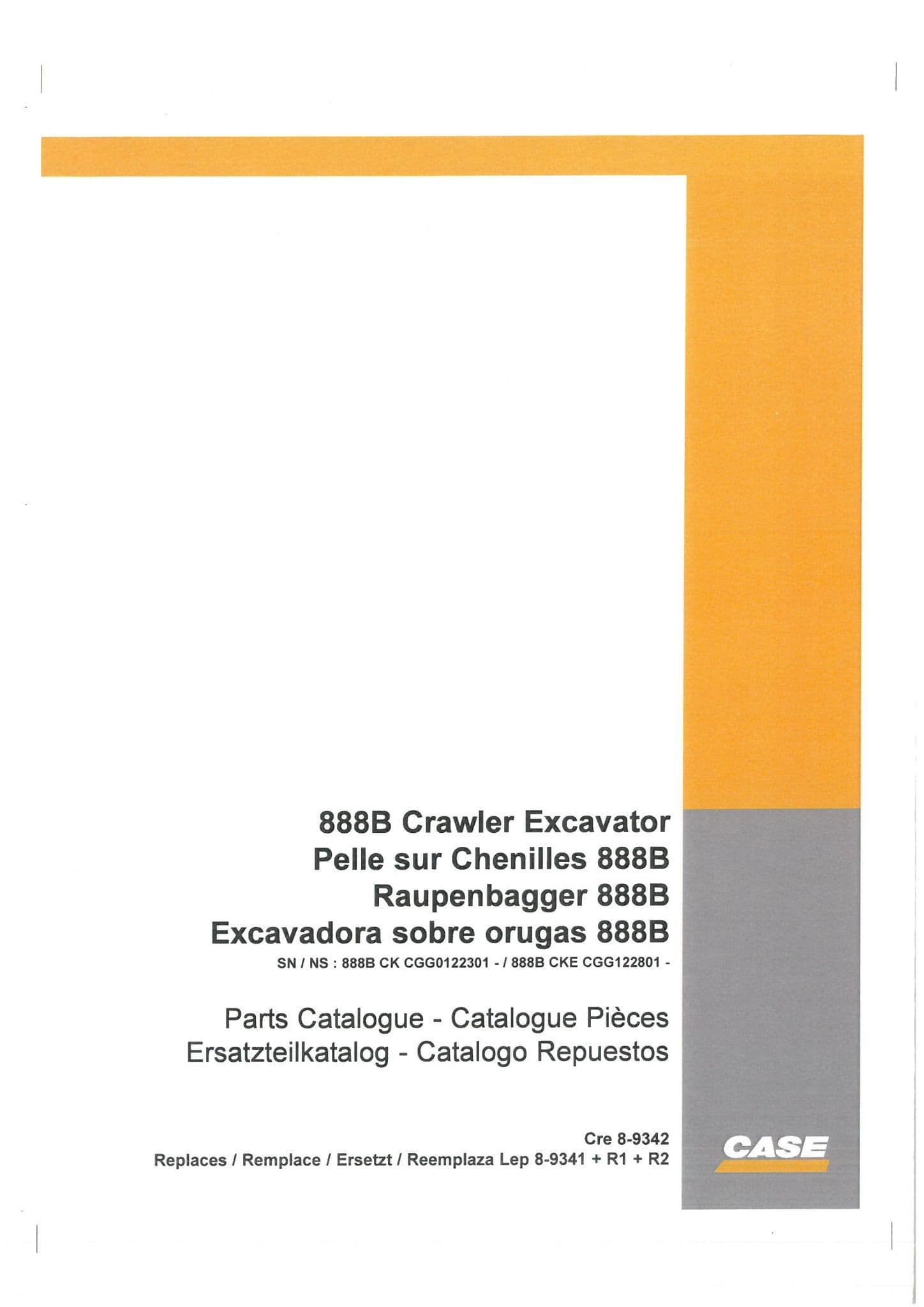 Case Poclain Crawler Excavator 888B Parts Manual - 888 B CK CKE