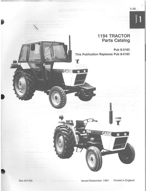 Case Tractor 1194 Parts Manual