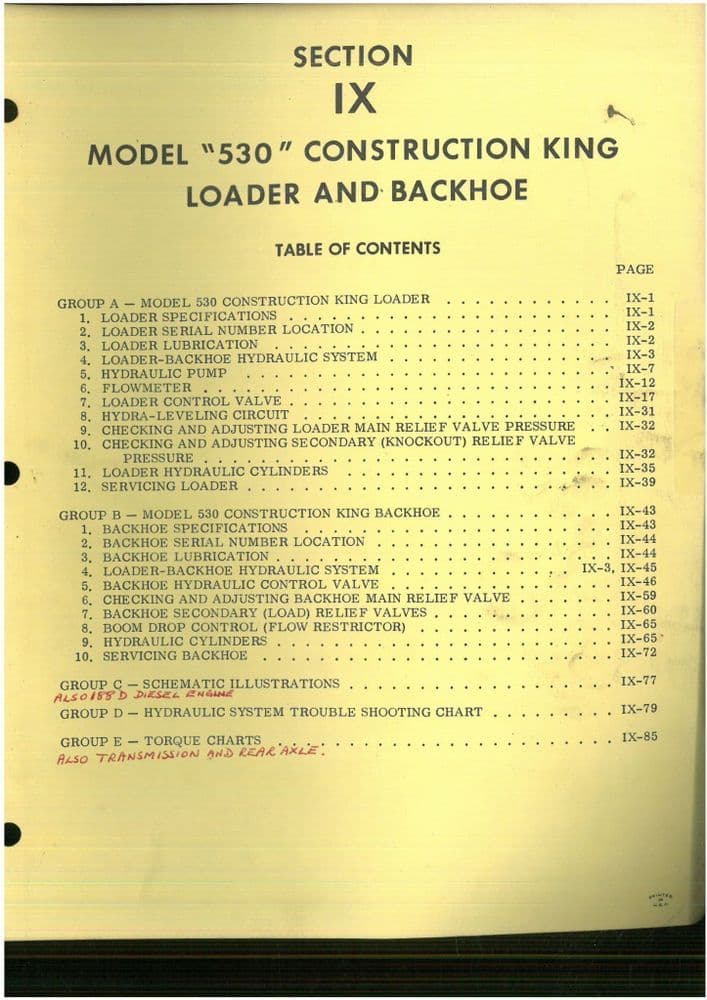 Case Tractor Loader Backhoe Model 530 Construction King Workshop Service Repair Manual