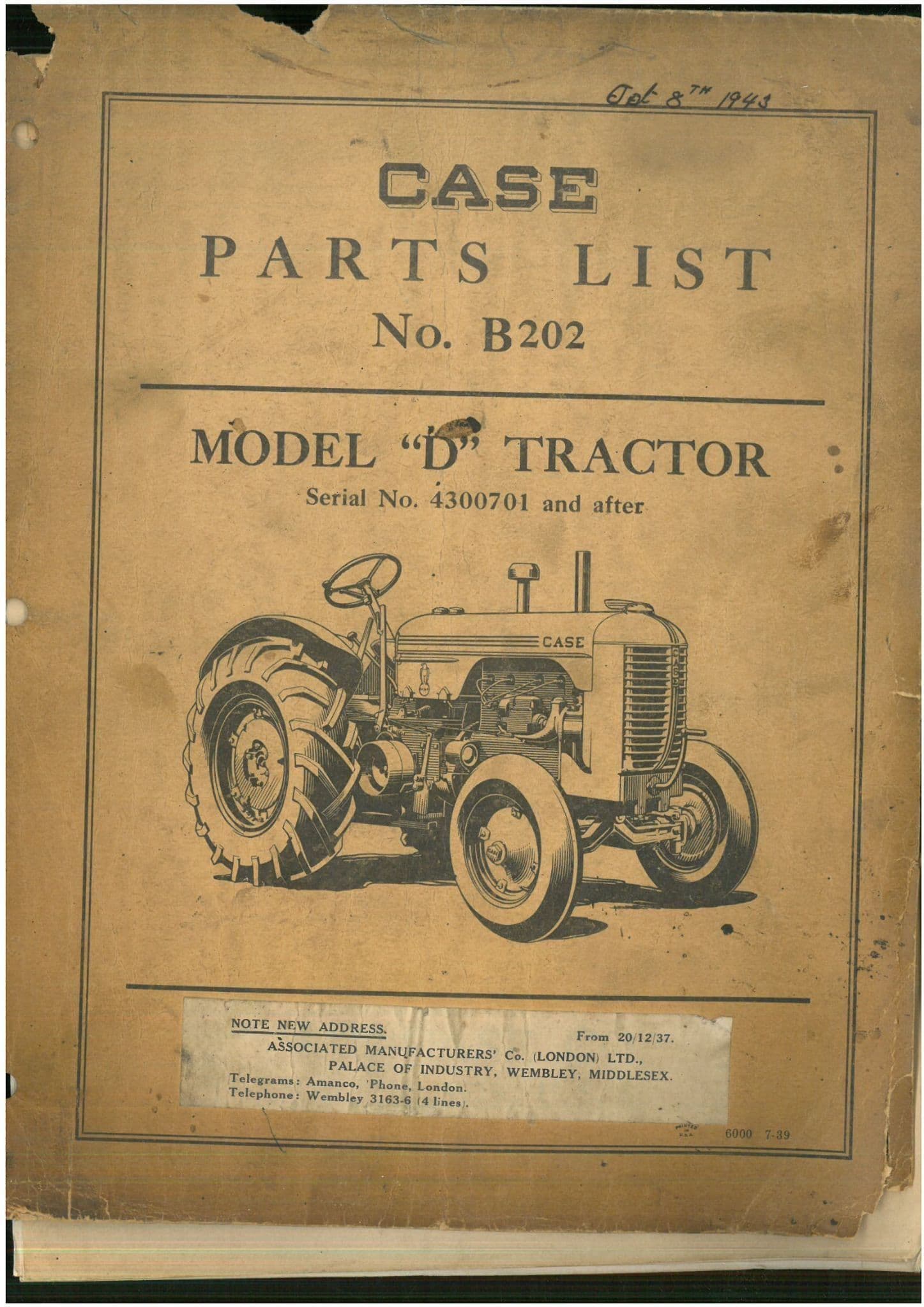 Case Tractor Model D Parts Manual