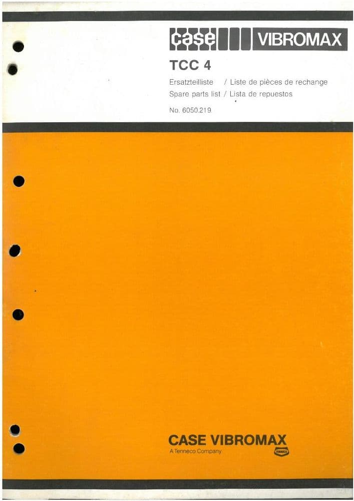 Case Vibromax Road Saw / Joint Cutter - Model TCC4 Parts Manual - TCC 4