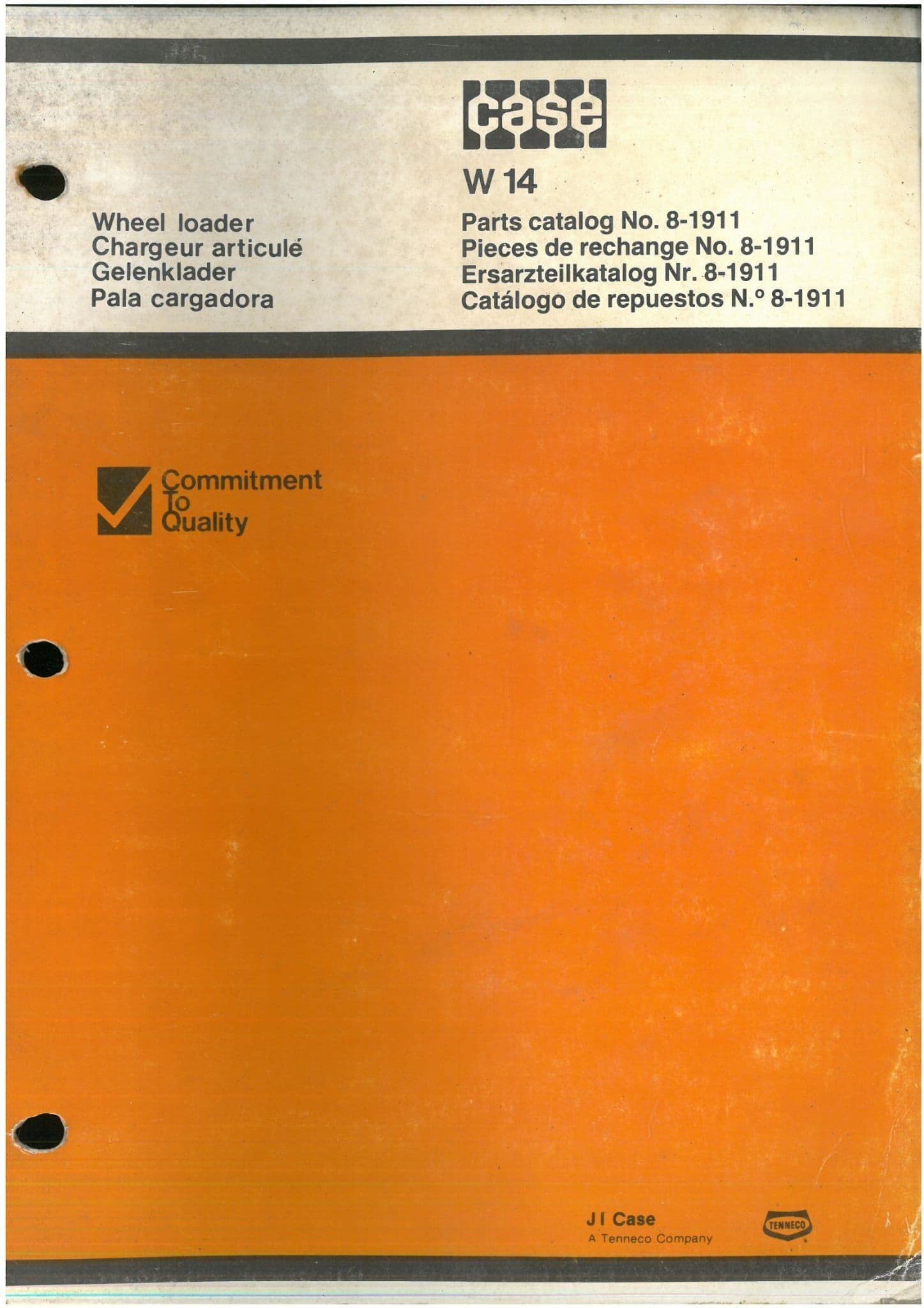 Case Wheel Loader W14 Parts Manual