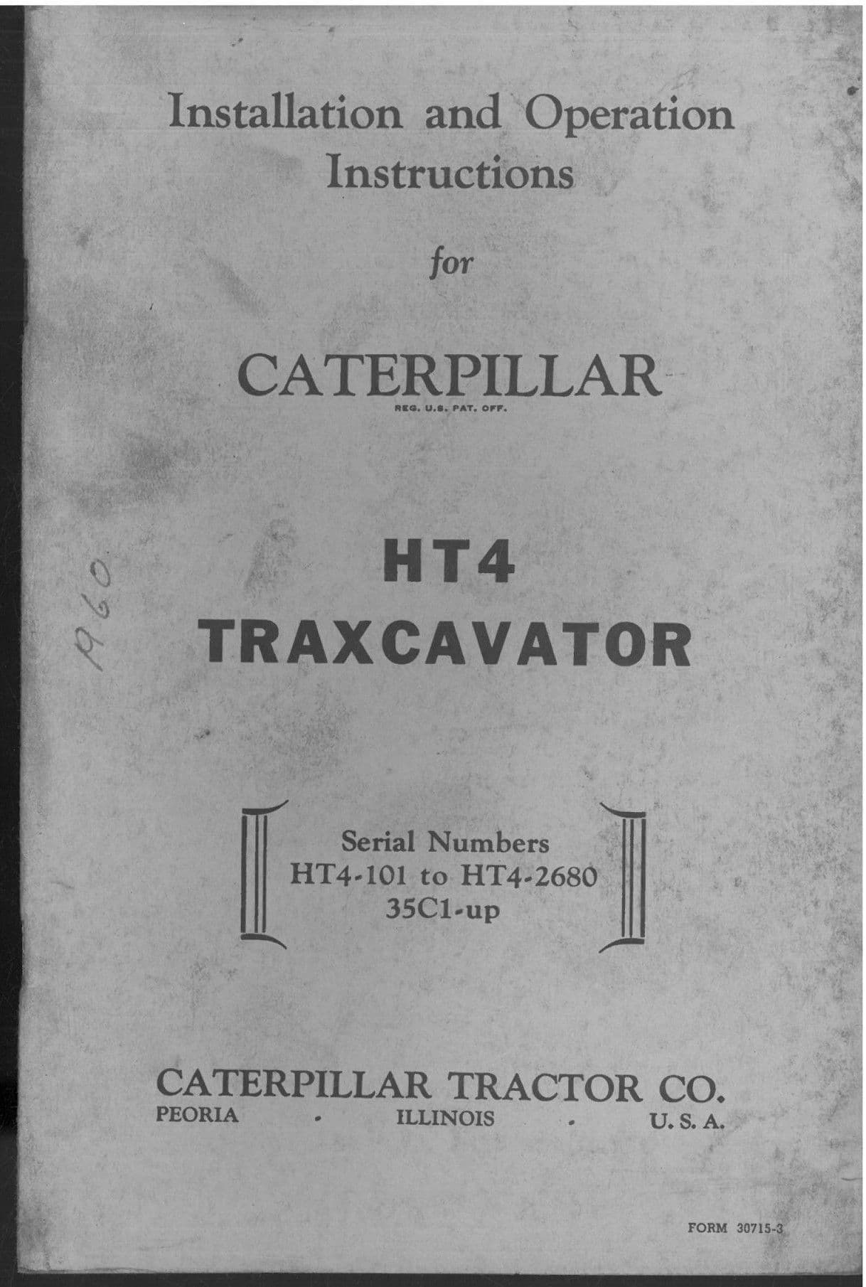 CAT Caterpillar Traxcavator HT4 Operators Manual