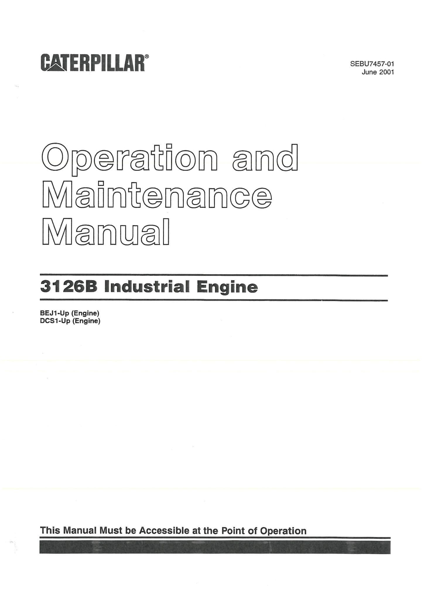 Caterpillar 3126B Industrial Engine Operators Manual