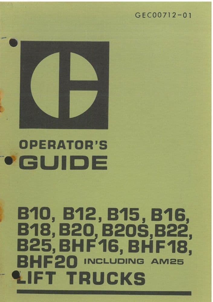 Caterpillar Forklift B10 B12 B15 B16 B18 B20 B20S B22 B25 BHF16 BHF18 ...