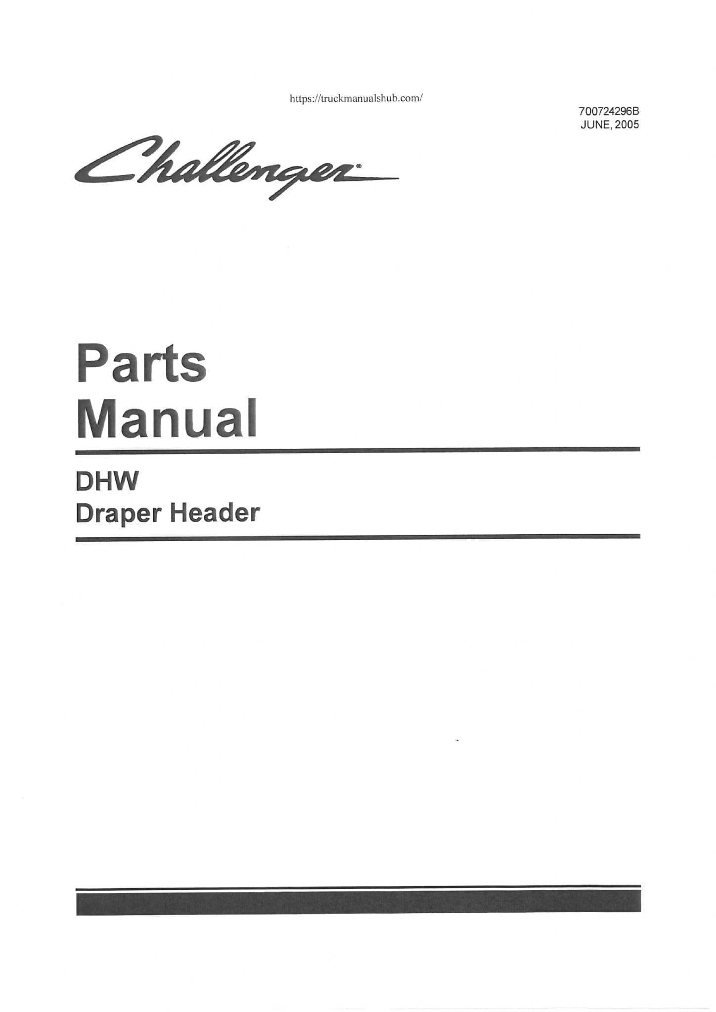 Challenger Draper Header DHW Parts Manual