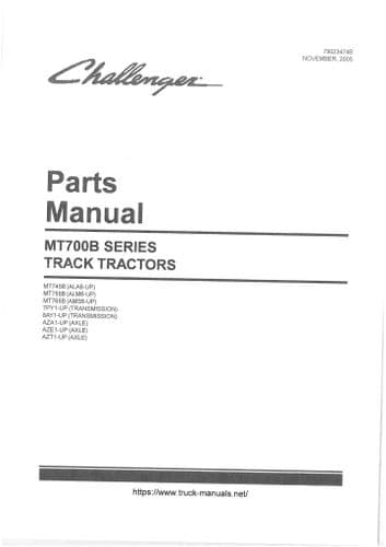 Challenger Tractor MT700B Series - MT745B MT755B MT765B Parts Manual