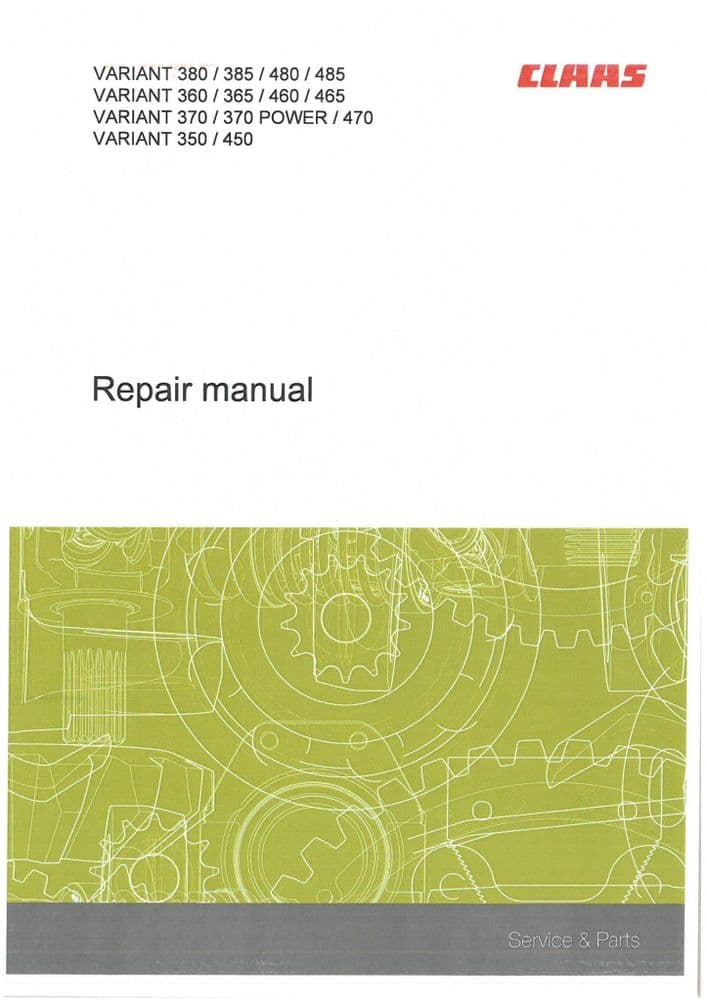Claas Baler Variant 380 385 480 485 360 365 460 465 370 & Power 470 350 ...