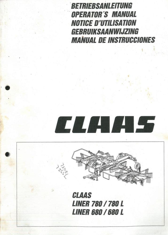 Claas Liner 680 680L 780 780L Twin Rake - Operators Manual - 680 680L ...
