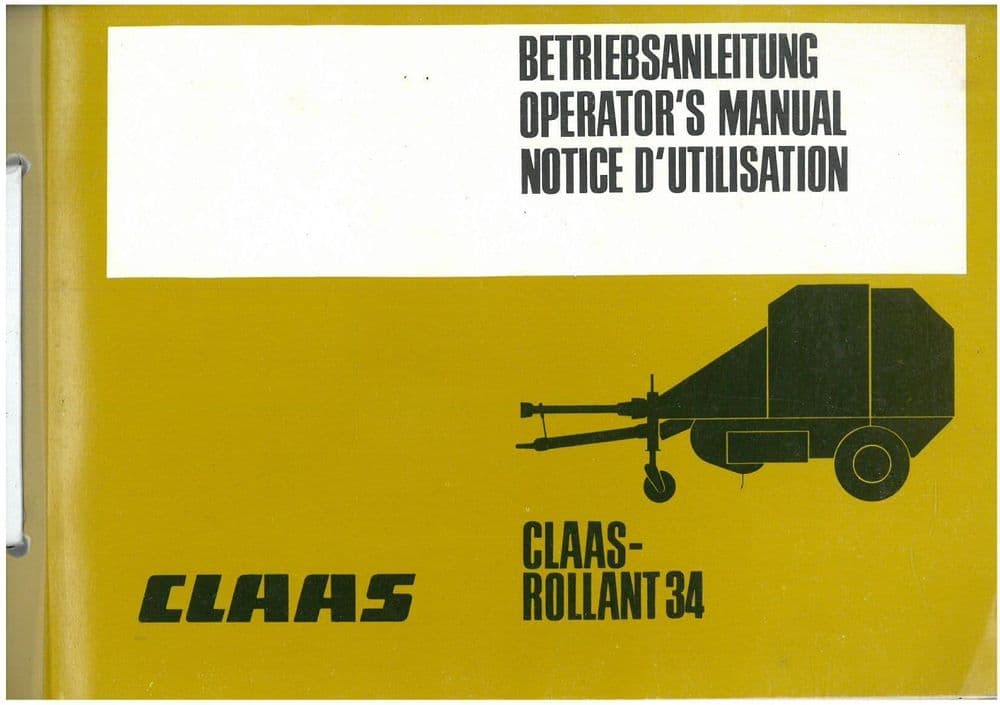 Claas Round Baler Rollant 34 Operators Manual