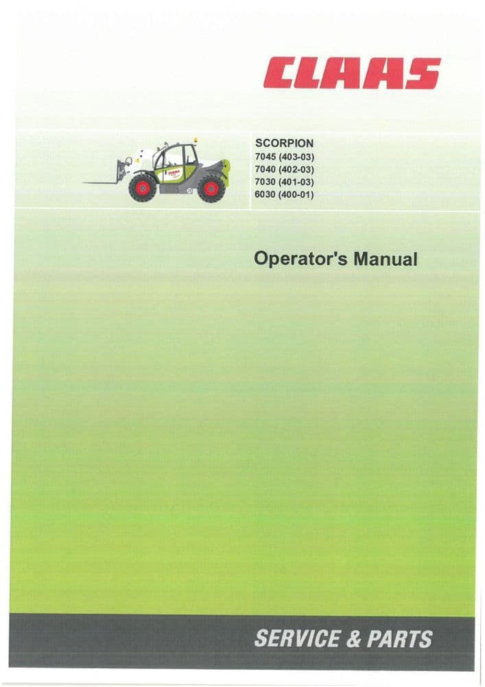 Claas Telescopic Handler Scorpion 7045 7040 7030 6030 Operators Manual