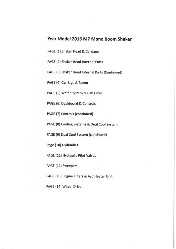Coe Mono Boom Shaker M7 Parts Manual