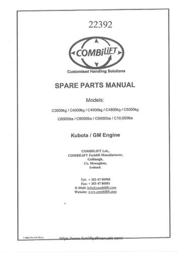 Combilift Forklift Truck C6000 C8000 C9000 C10000 C Parts Manual