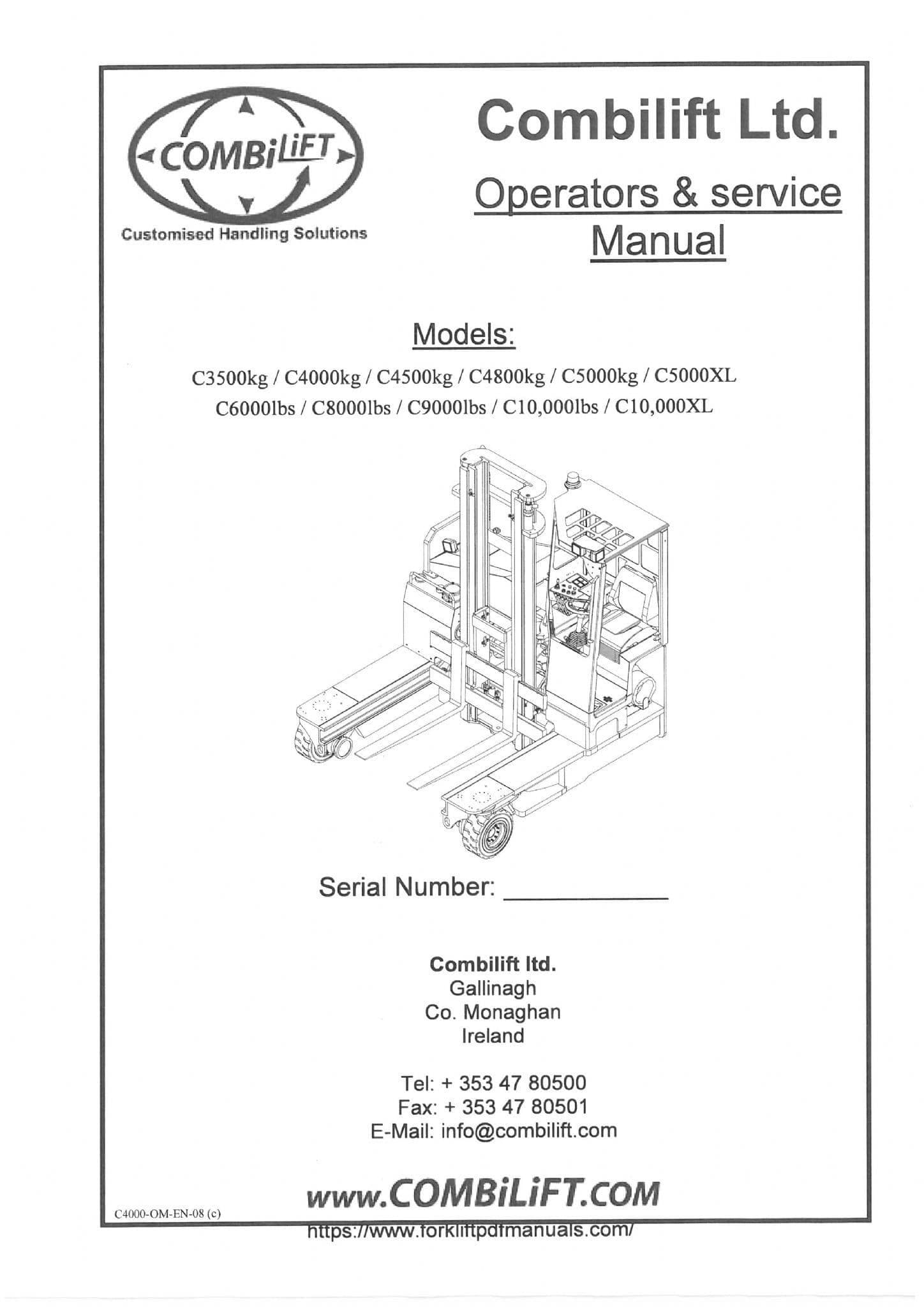 Combilift Forklift Truck C6000 C8000 C9000 C10000 C10000XL Operator s ...
