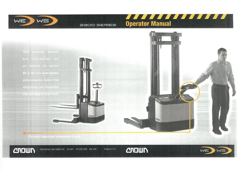 Crown Walkie Stacker Series WE WS 2300 Operators Manual
