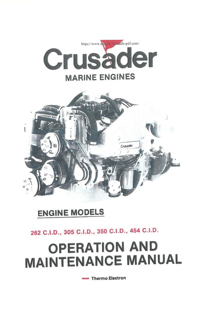Crusader Marine Engine 262CID 305CID 350CID 454CID Operators Manual