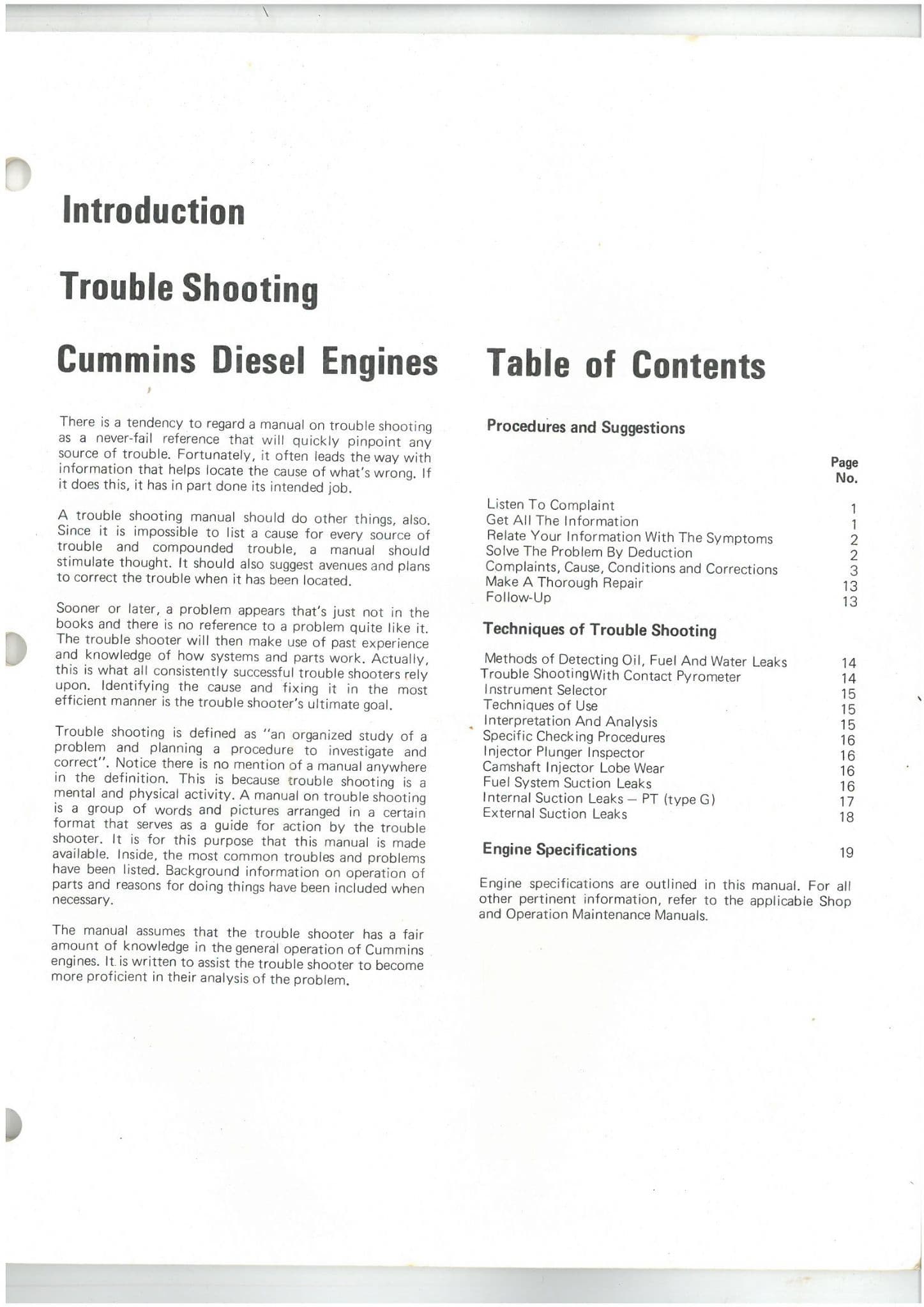Cummins Diesel Engine Guide to Trouble Shooting Manual - Various Engines