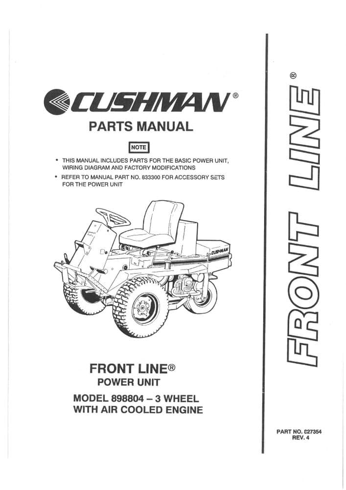 Cushman Front Line Power Unit 898804 3 Wheel Parts Manual