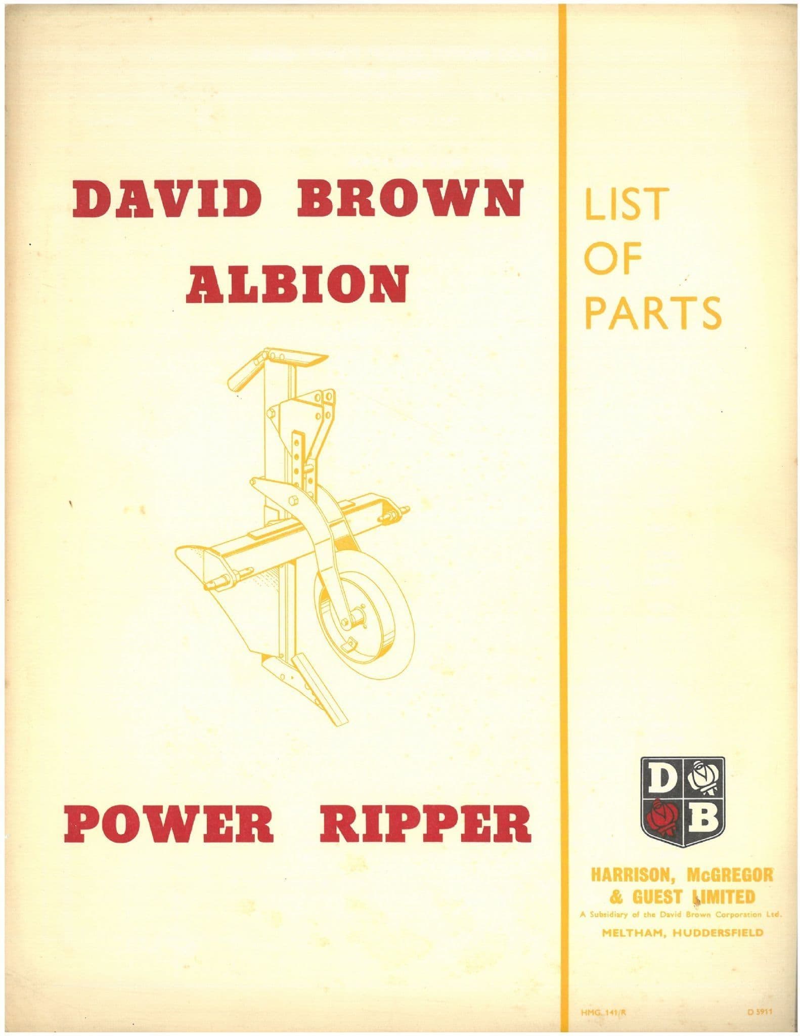 David Brown Albion Power Ripper Parts Manual