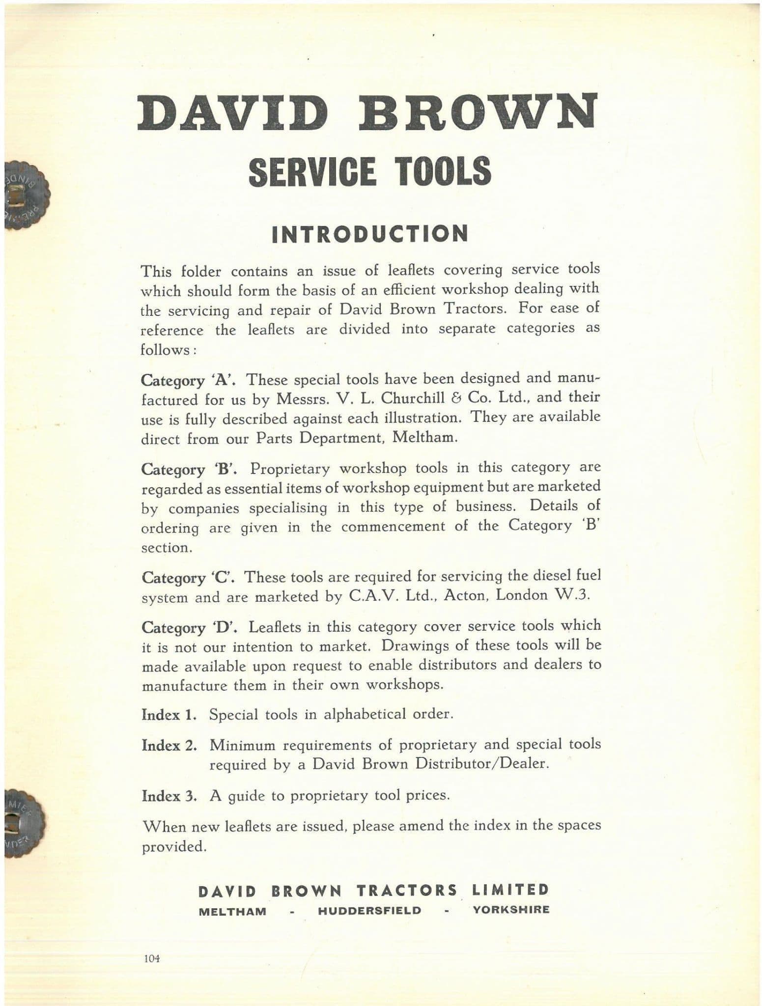 David Brown Service Tools Manual