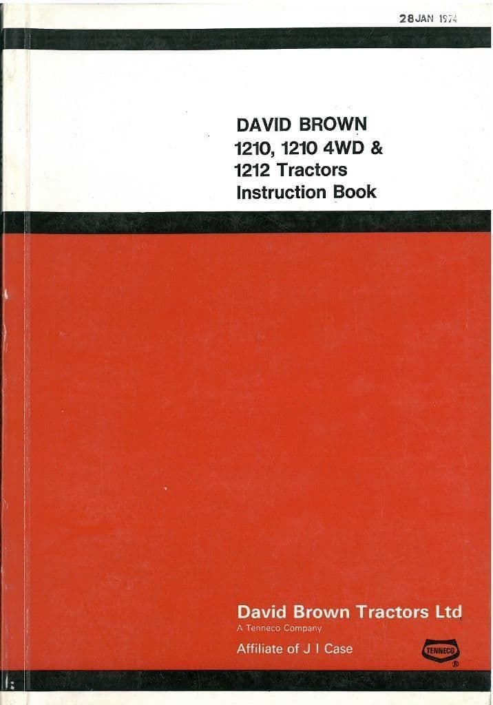 David Brown Tractor 1210 1210 4WD 1212 Operators Manual