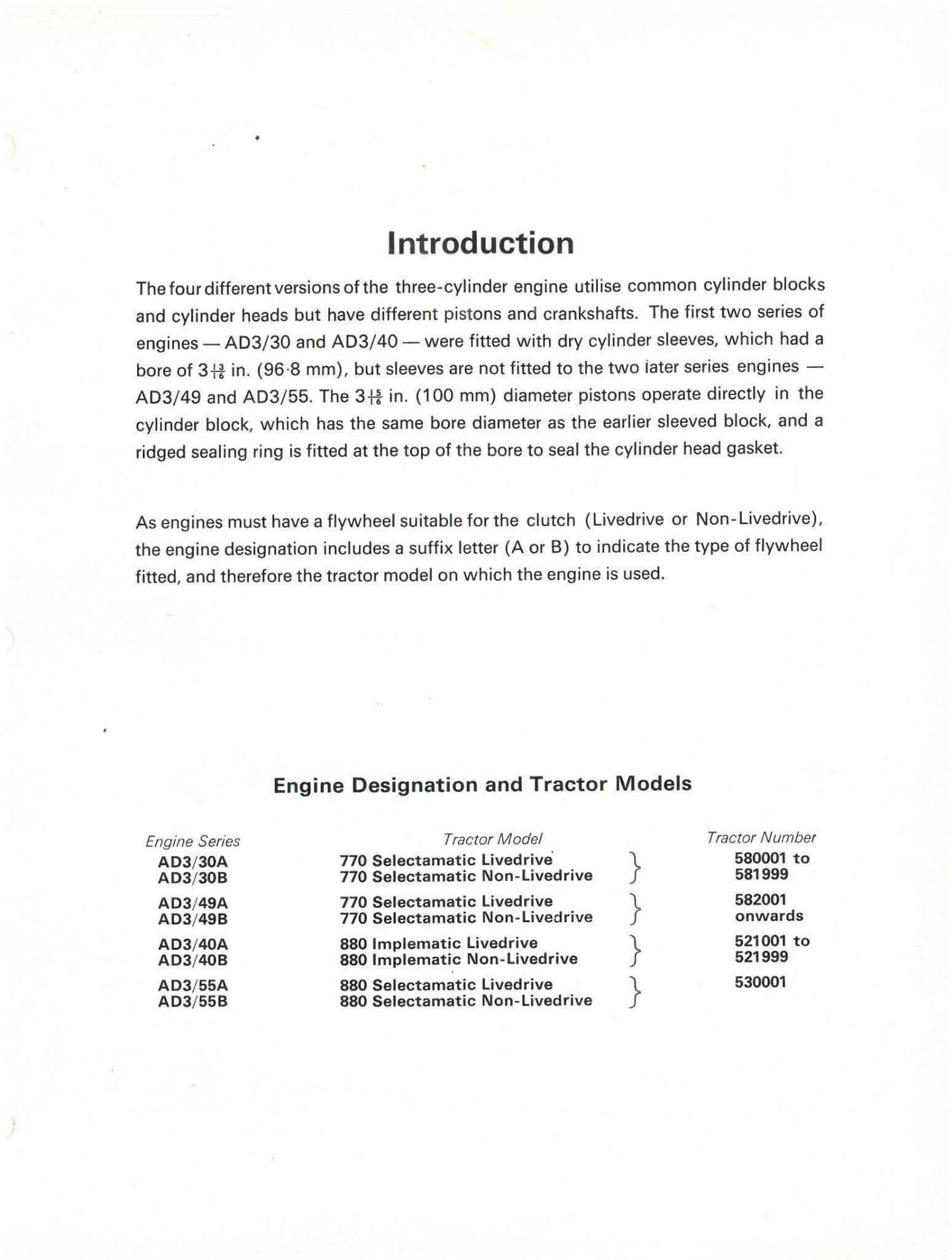 David Brown Tractor Engine AD3/40A AD3/40B AD3/55A AD3/55B Workshop Service Repair Manual
