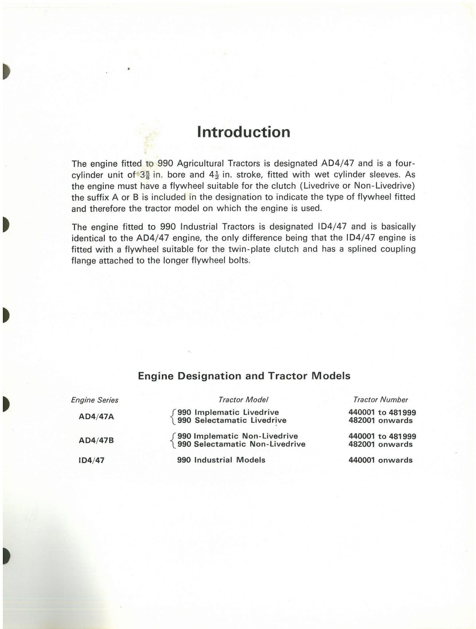 David Brown Tractor Four Cylinder Diesel Engine AD4/47 Workshop Service Repair Manual - AD4/47
