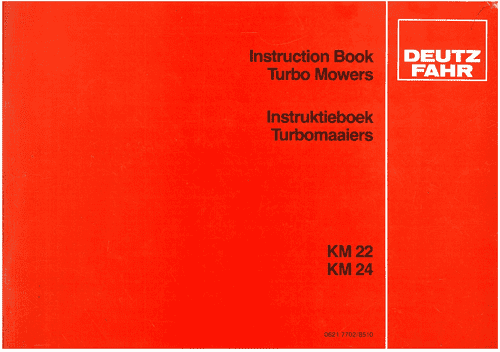Deutz Fahr Turbo Mower KM22 & KM24 Operators Manual - KM 22 24