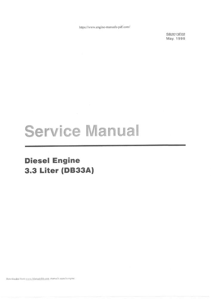 Doosan Diesel Engine 3 3 Litre DB33A Workshop Service Manual
