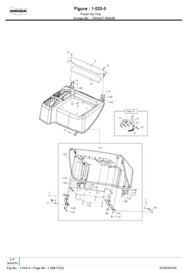 Doosan Forklift D15G D18G Parts Manual
