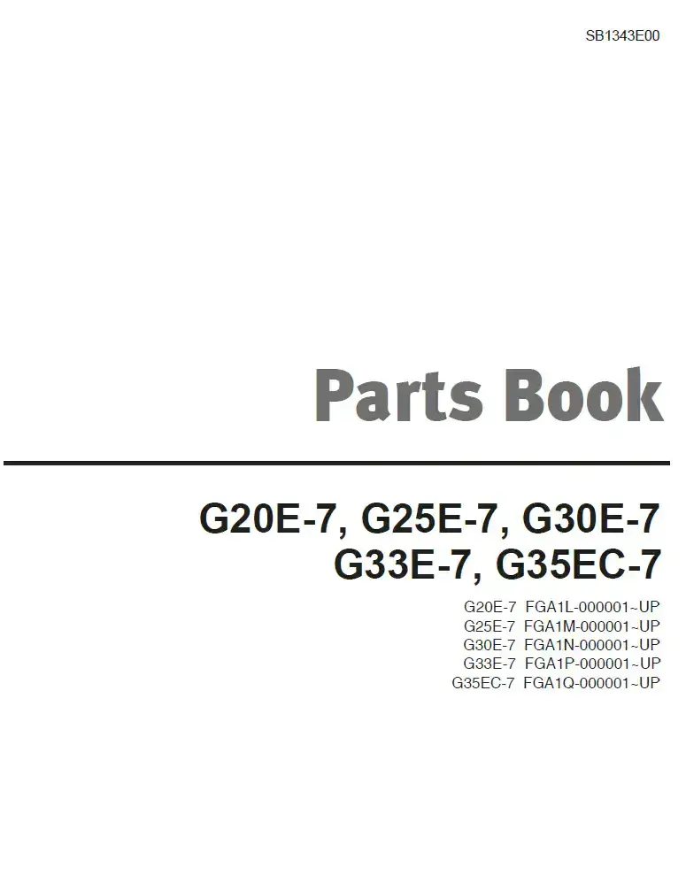 Doosan Forklift Diesel G20E-7 G25E-7 G30E-7 G33E-7 G35EC-7 Parts Manual